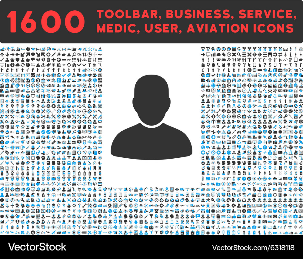 Customer icon with large pictograph collection Vector Image