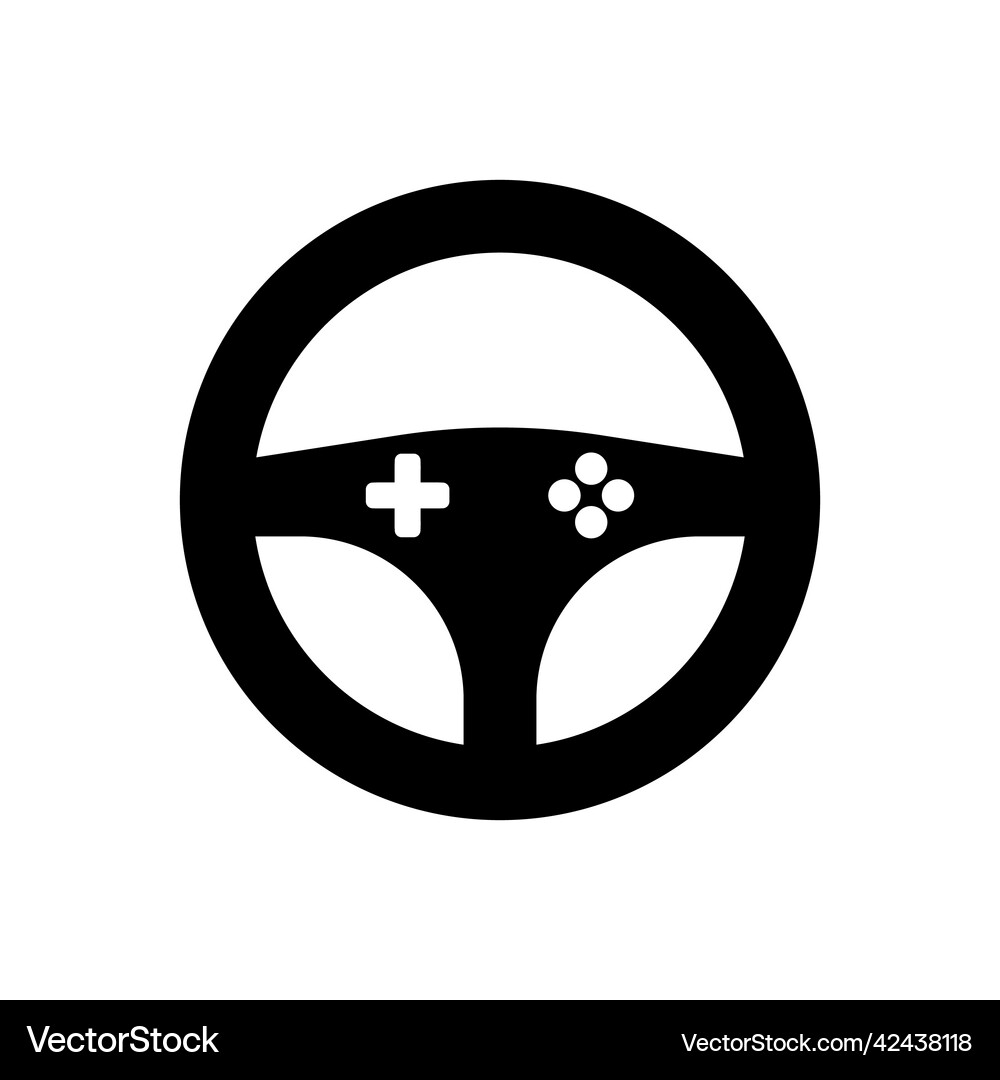 Gaming steering wheel icon on white background Vector Image