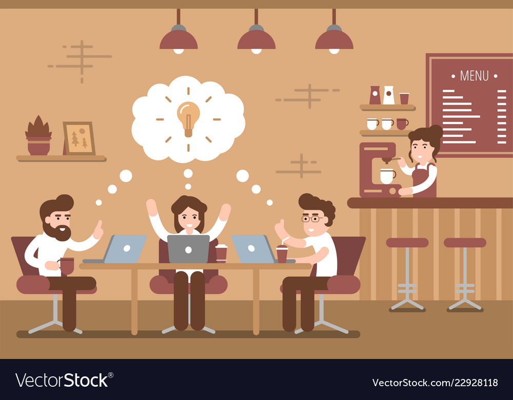 Group of creative young people working together Vector Image
