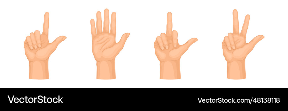 Human hand showing gestures and signs set Vector Image