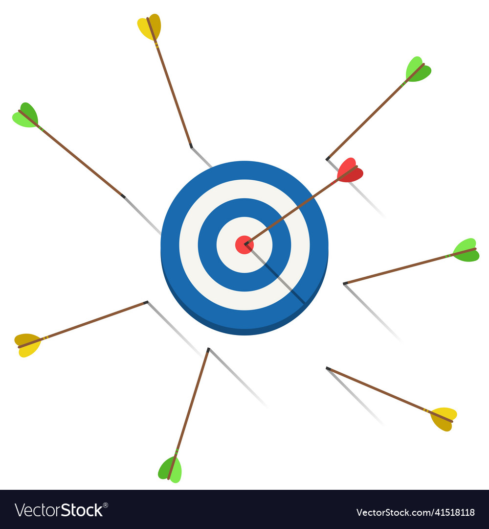 Lots arrows missed hitting target mark and only Vector Image Lots arrows missed hitting target mark and only Vector Image