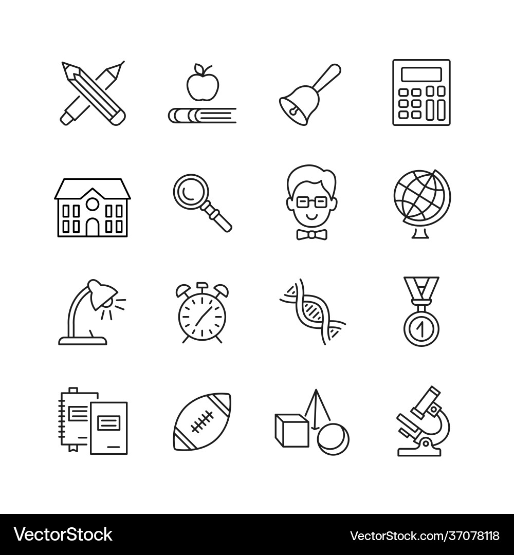 School line icon set education flat signs Vector Image