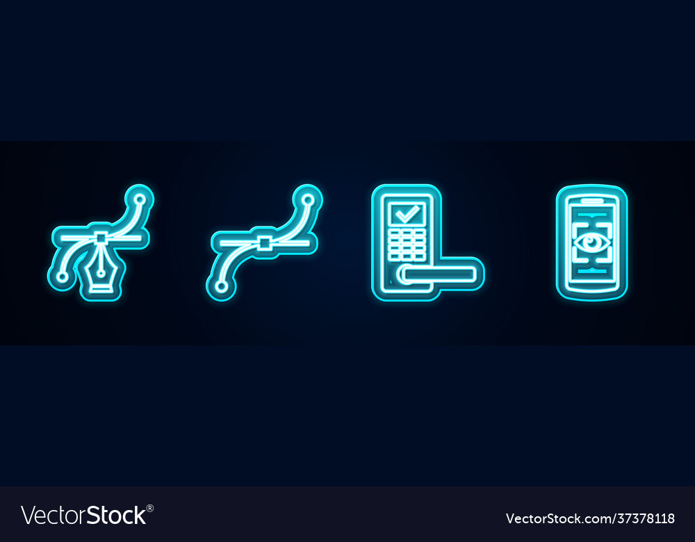 Set line bezier curve digital door lock Royalty Free Vector Set line bezier curve digital door lock Royalty Free Vector