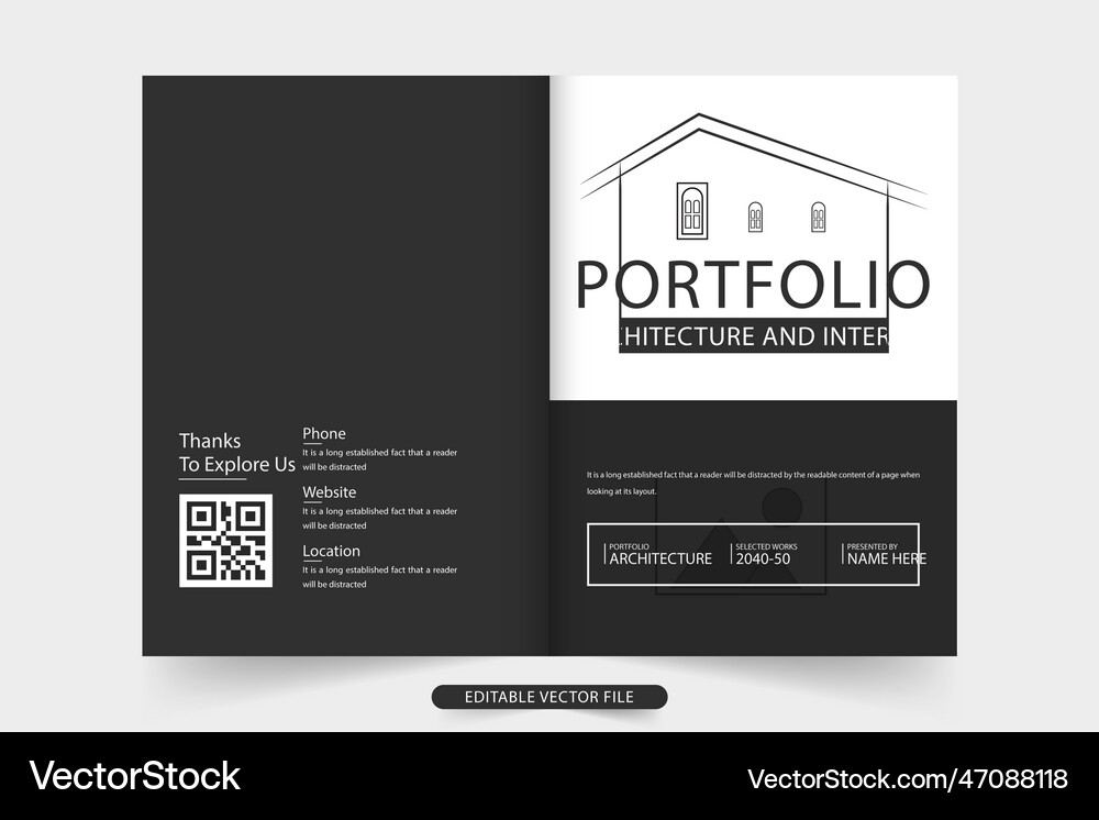 Simple architect profile and portfolio cover Vector Image