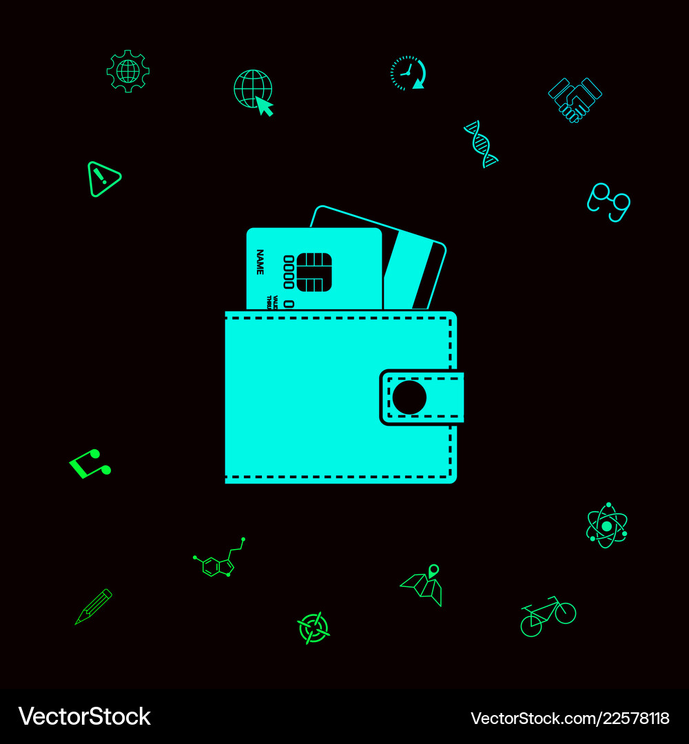Wallet with credit cards inside icon graphic Vector Image