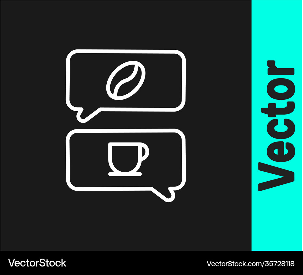 White line coffee and conversation icon isolated Vector Image