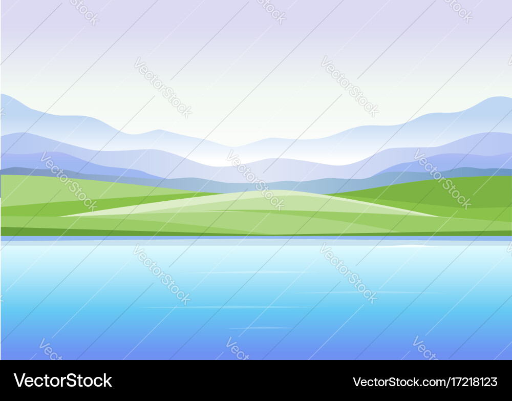 Abstract landscape with mountains and lake Vector Image