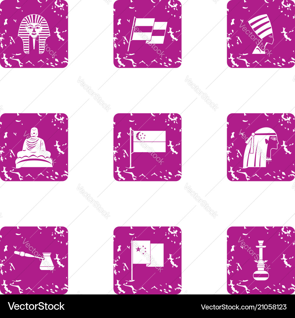 Antecedent icons set grunge style Royalty Free Vector Image