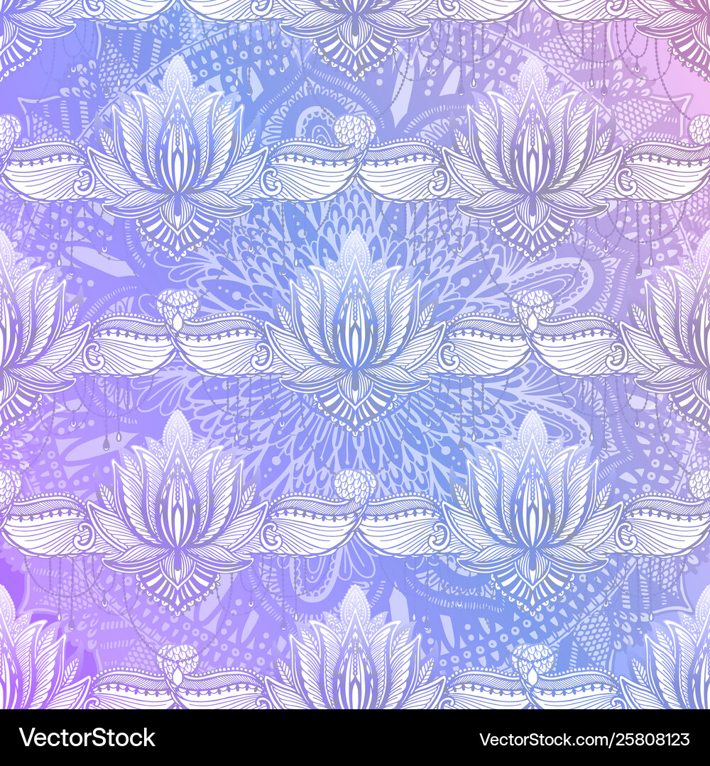 Art seamless pattern lotus flower mandala ethnic Vector Image