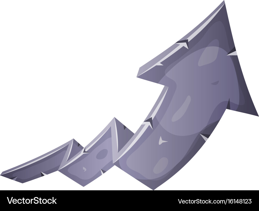 Cartoon stone rising arrow Royalty Free Vector Image