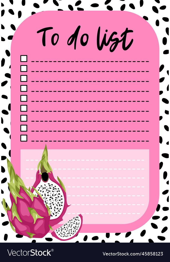 Daily planner pink to-do list decorated pitahaya Vector Image