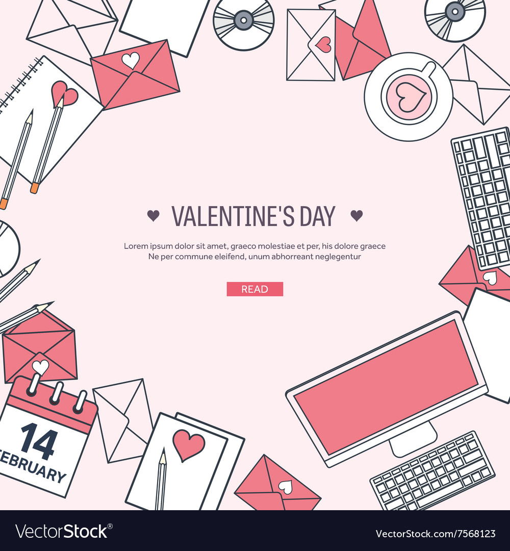 Flat background with computer Royalty Free Vector Image