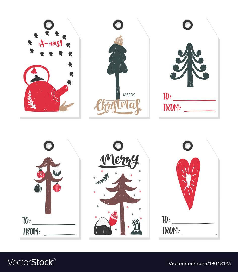 Gift christmas and happy new year tags Royalty Free Vector