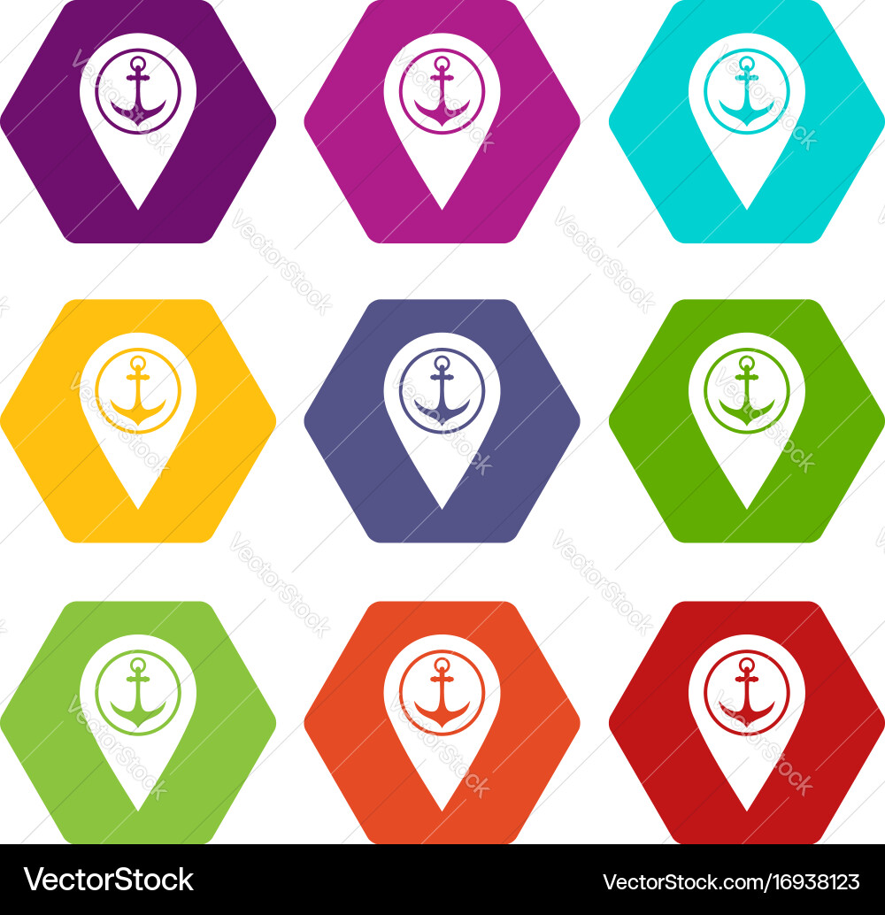 Map pointer with symbol anchor and sea port icon Vector Image