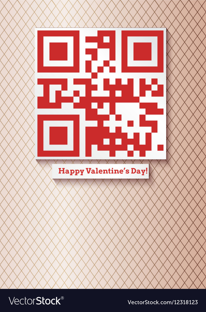 Postcard with qr-code for happy valentines day Vector Image