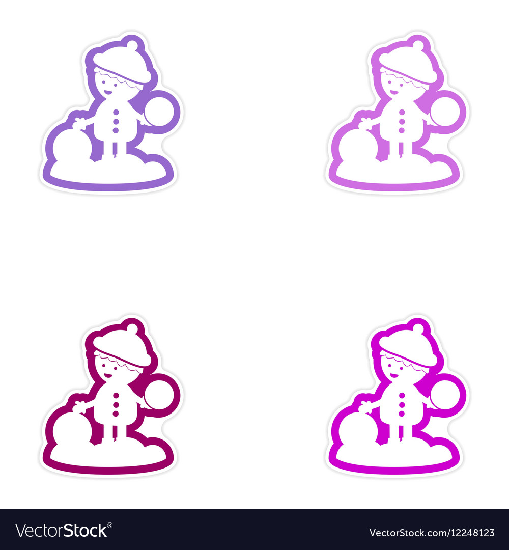 Set Of Paper Stickers On White Background Boy Vector Image