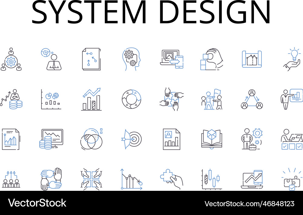 System design line icons collection strategic Vector Image