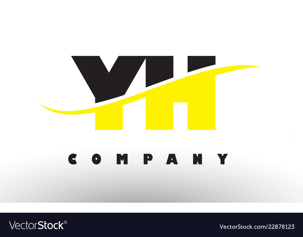 Yh Y H Black And Yellow Letter Logo With Swoosh Vector Image