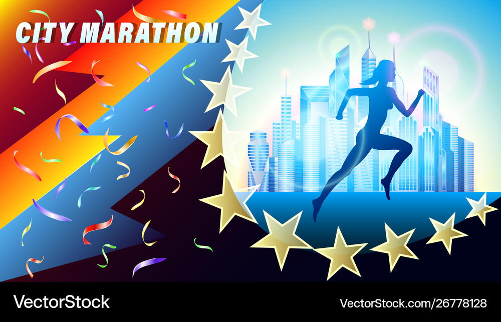 City marathon banner poster Royalty Free Vector Image