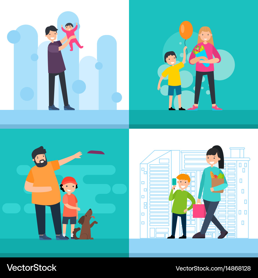 Colorful happy people square concept Royalty Free Vector