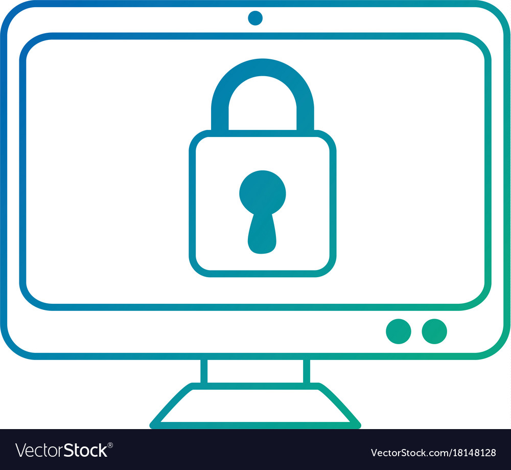 Computer display with padlock Royalty Free Vector Image