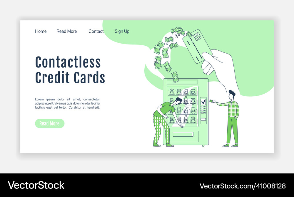Contactless credit cards landing page flat Vector Image