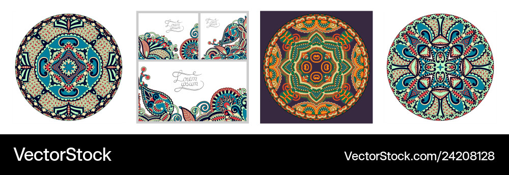 Decorative design of circle dish template round Vector Image