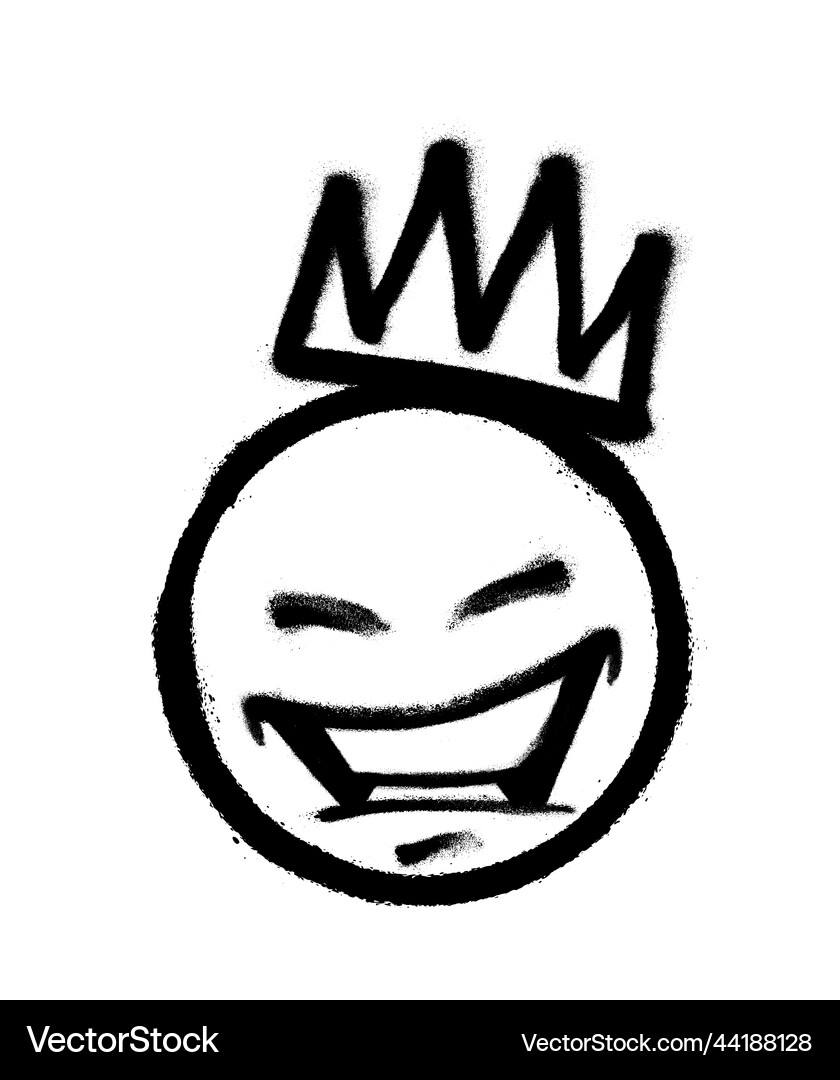 Graffiti emoticon with crown smiling face painted Vector Image