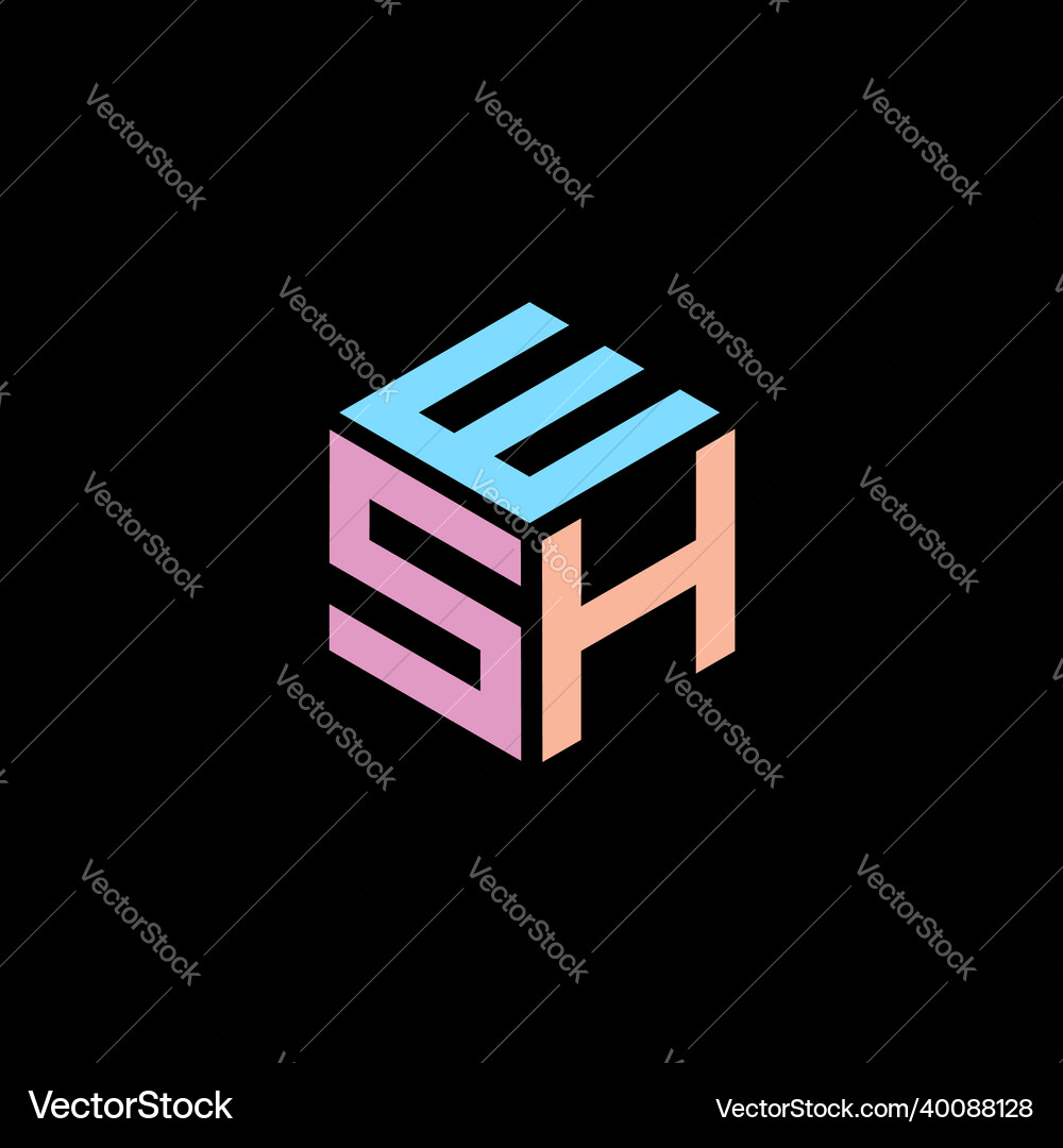 Hexagon logo with the letters esh design Vector Image