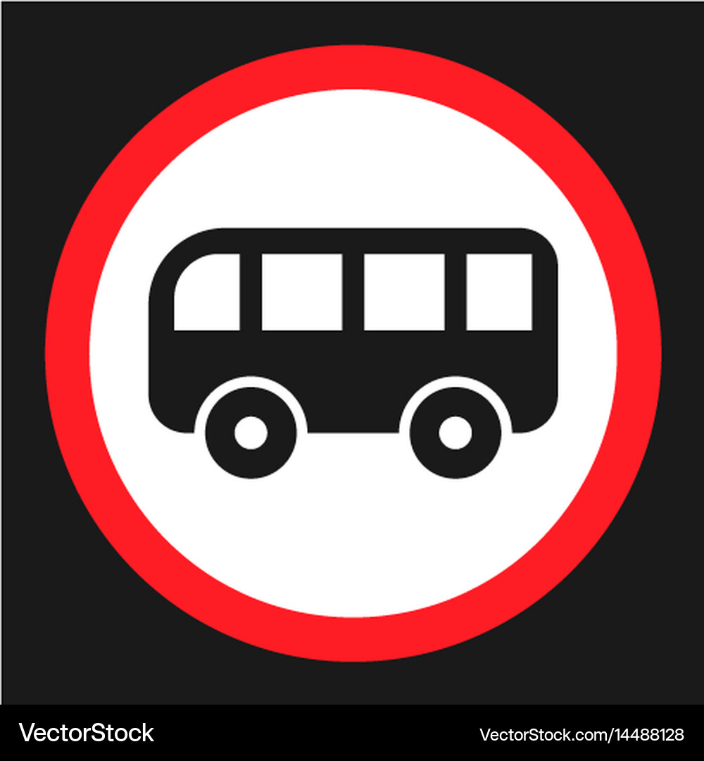 No bus prohibition sign flat icon Royalty Free Vector Image