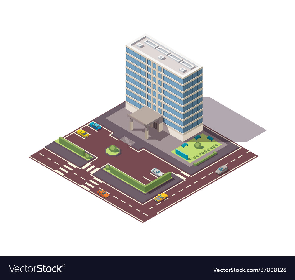 Offices isometric architecture building facade of Vector Image