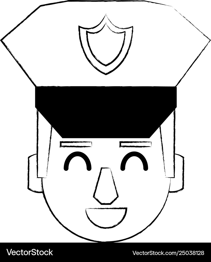 Police face cartoon sketch Royalty Free Vector Image