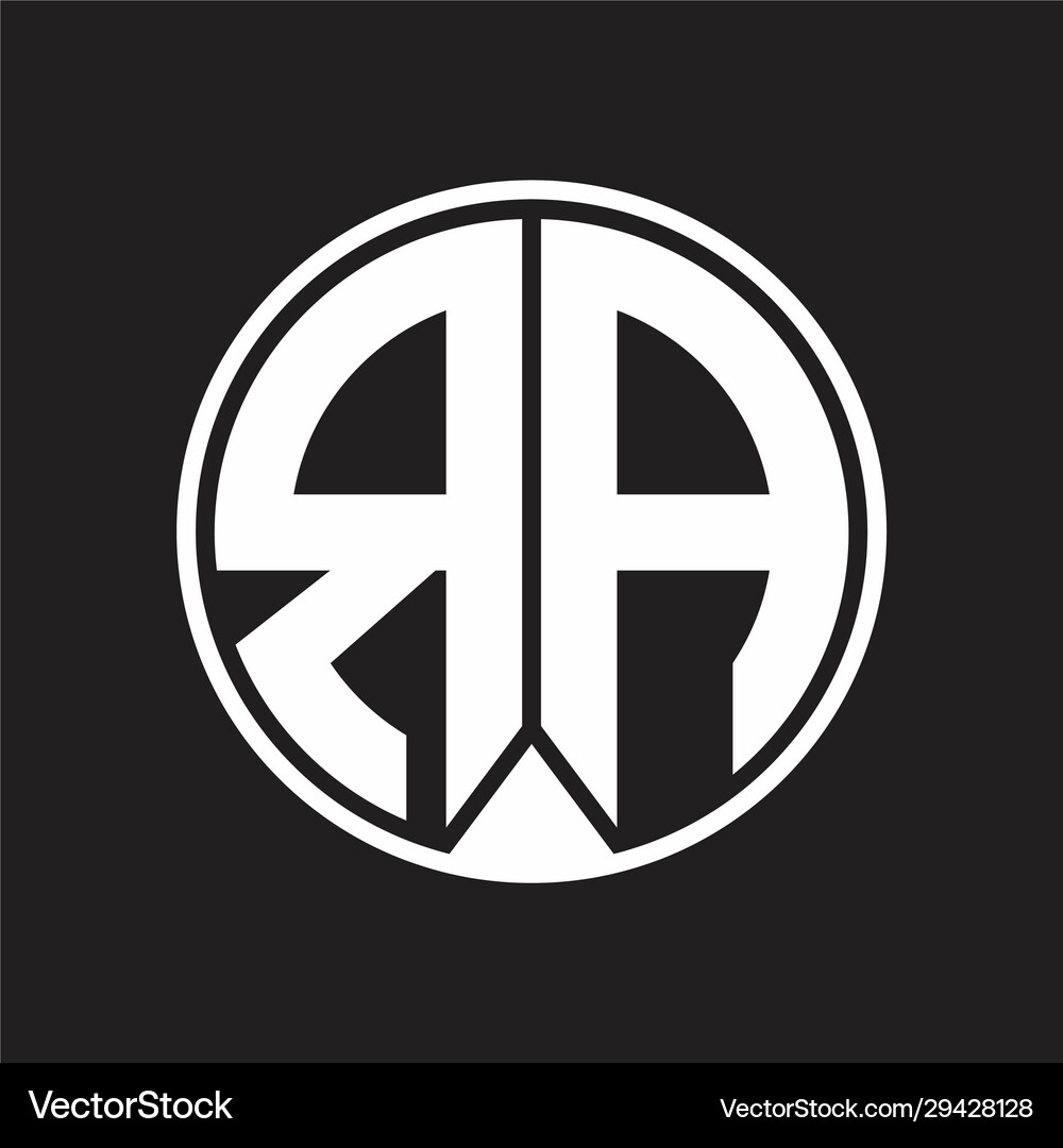 Ra logo monogram circle with piece ribbon style Vector Image