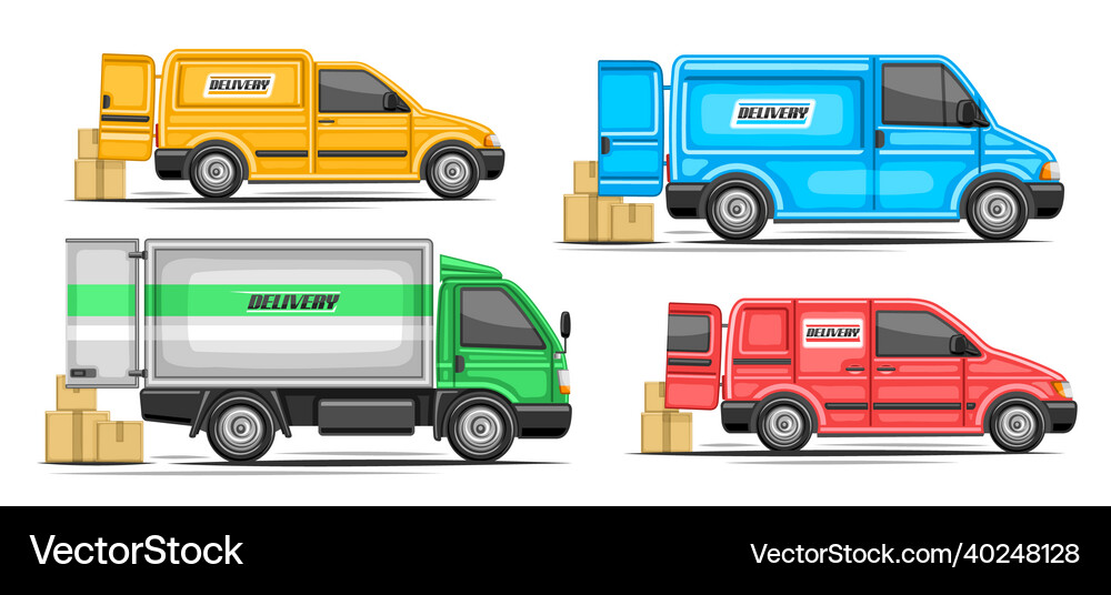 Set of delivery vans Royalty Free Vector Image