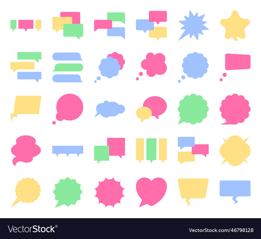 Speech Bubbles Set - Flat Style Royalty Free Vector Image