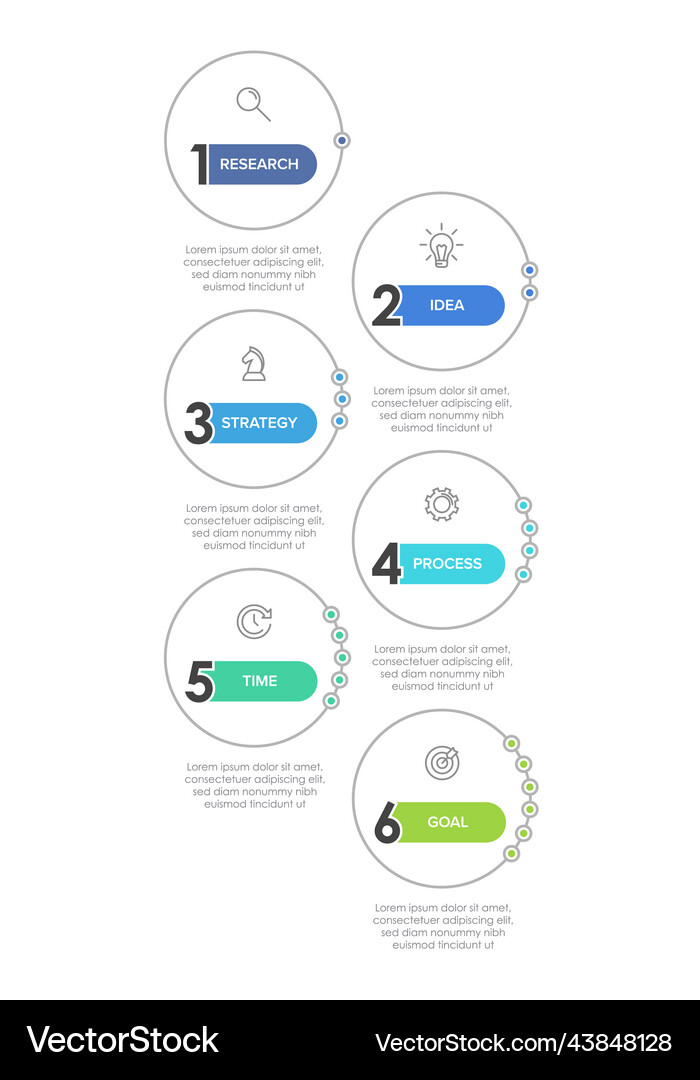 Vertical infographic design with icons and 6 Vector Image