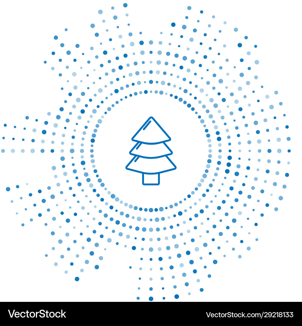 Blue line christmas tree icon isolated on white Vector Image