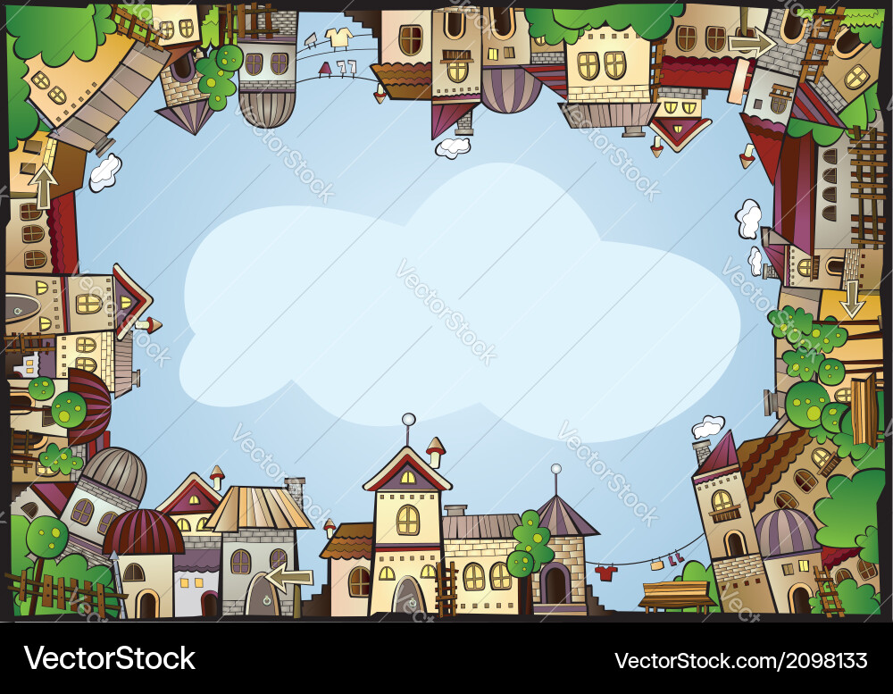 Cartoon color construction town border Royalty Free Vector