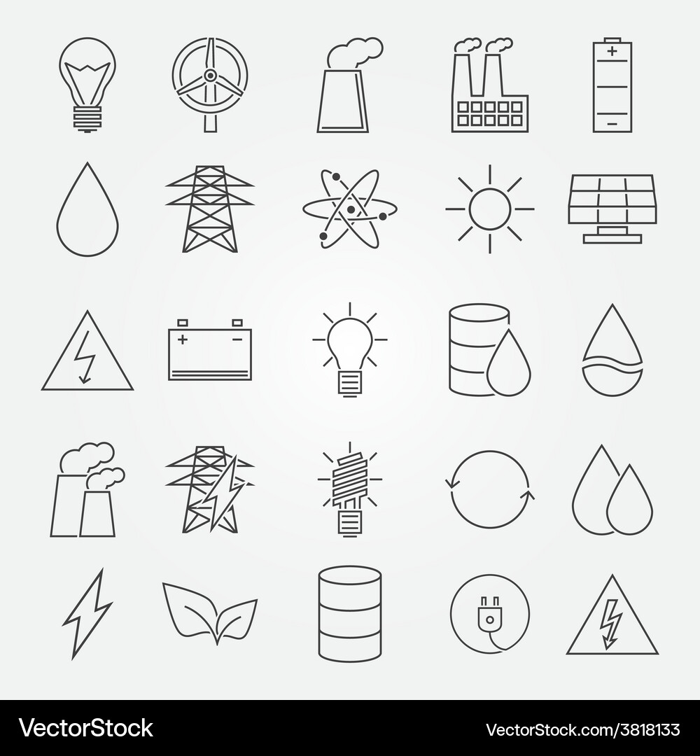 Energy and industrial icon set Royalty Free Vector Image
