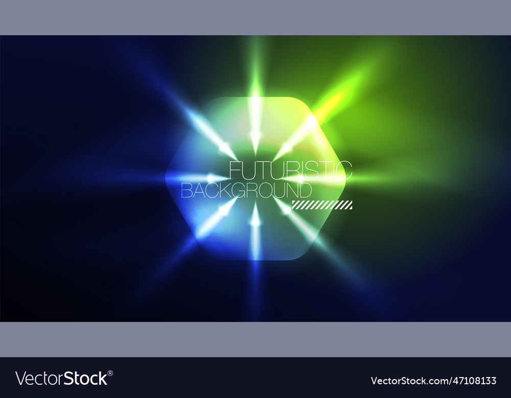 Glowing Blue Neon Hexagons In Dark Space Digital Vector Image