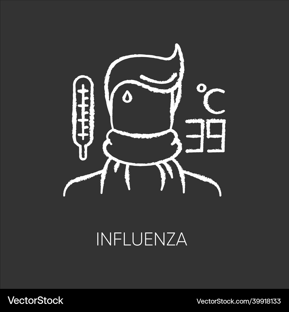 Influenza chalk white icon on black background Vector Image