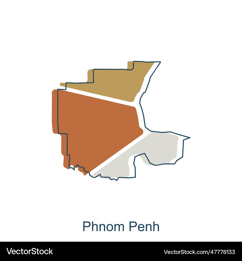 Map of phnom penh modern with outline Royalty Free Vector