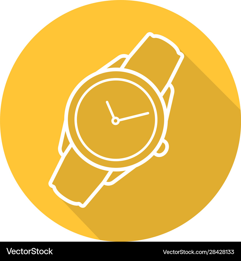Mens wristwatch flat linear long shadow icon Vector Image