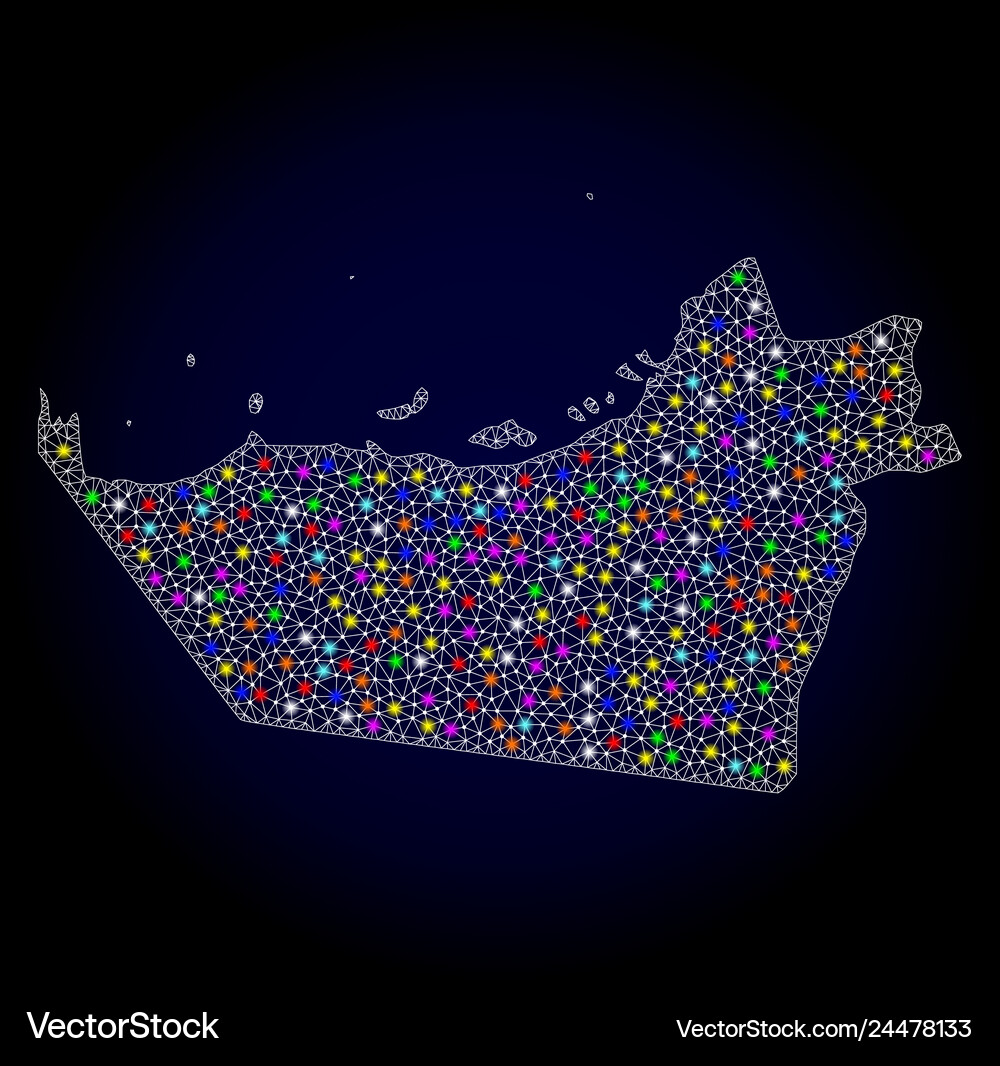 Mesh 2d map of abu dhabi emirate with bright light