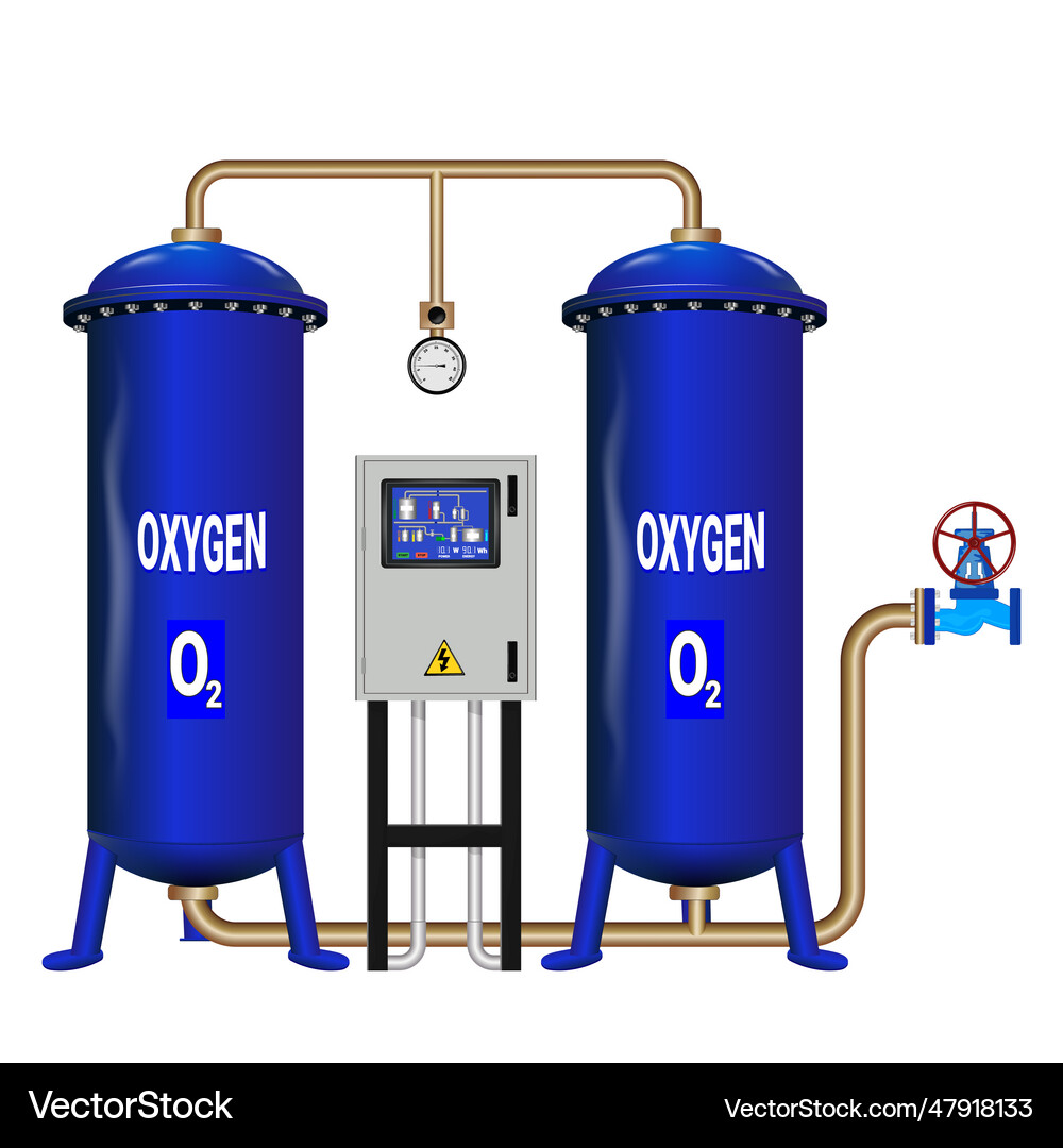 Oxygen production station with receivers Vector Image