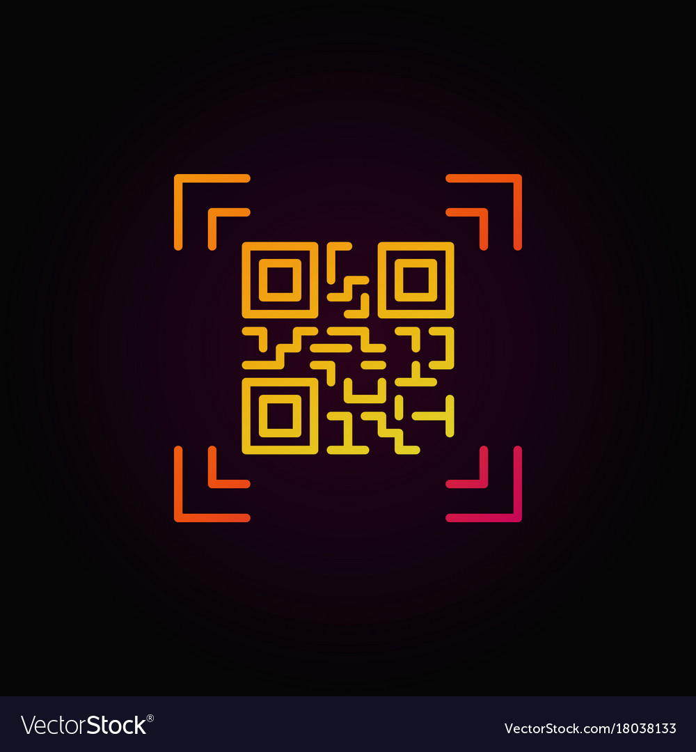 Qr code scanning colorful outline icon Royalty Free Vector