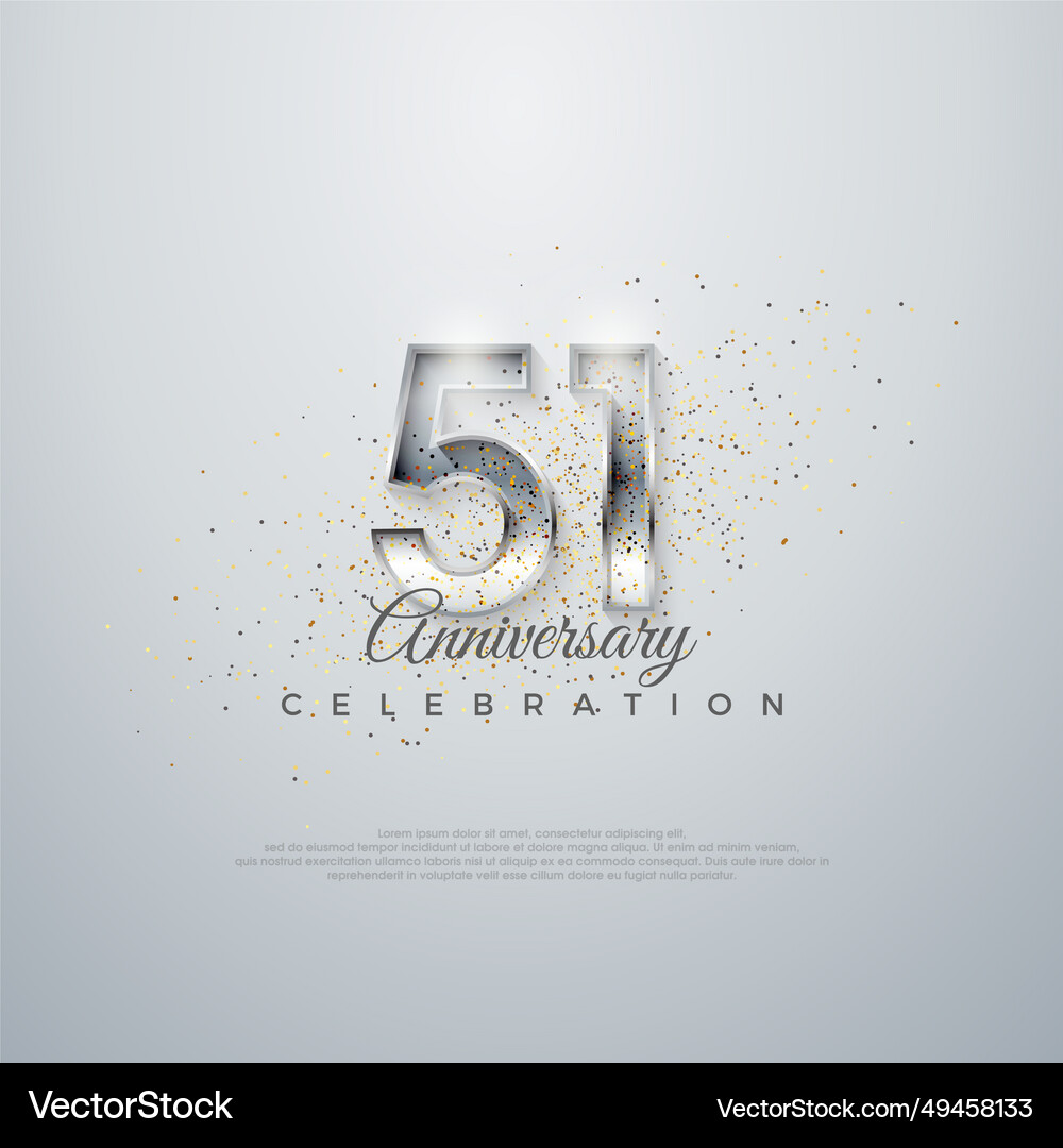 Silver elegant number 51st on a glossy white Vector Image