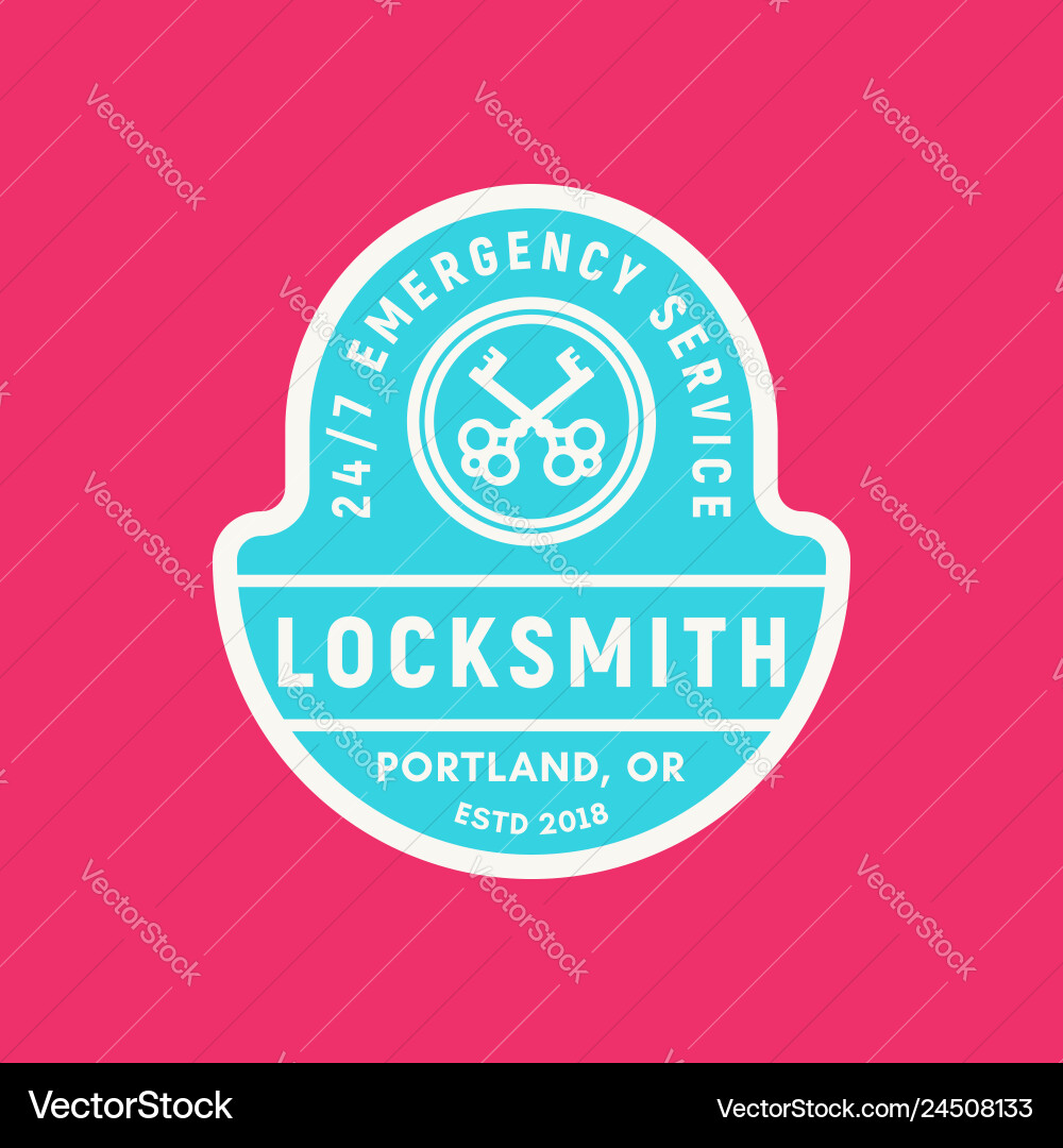 Vintage locksmith logo retro styled key cutting Vector Image