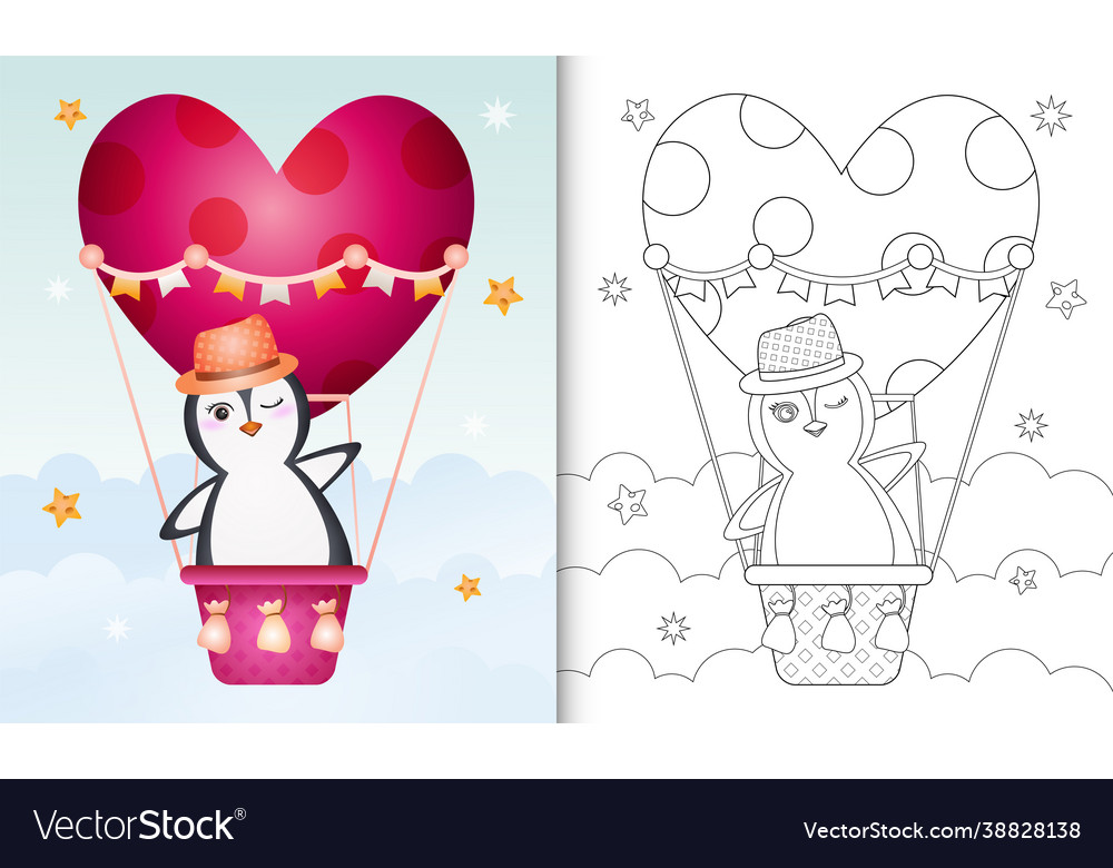 Coloring book for kids with a cute penguin male Vector Image