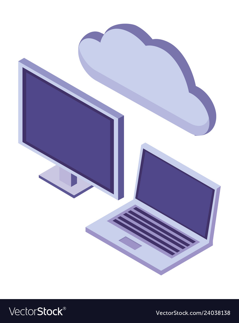 Computer with cloud Royalty Free Vector Image - VectorStock